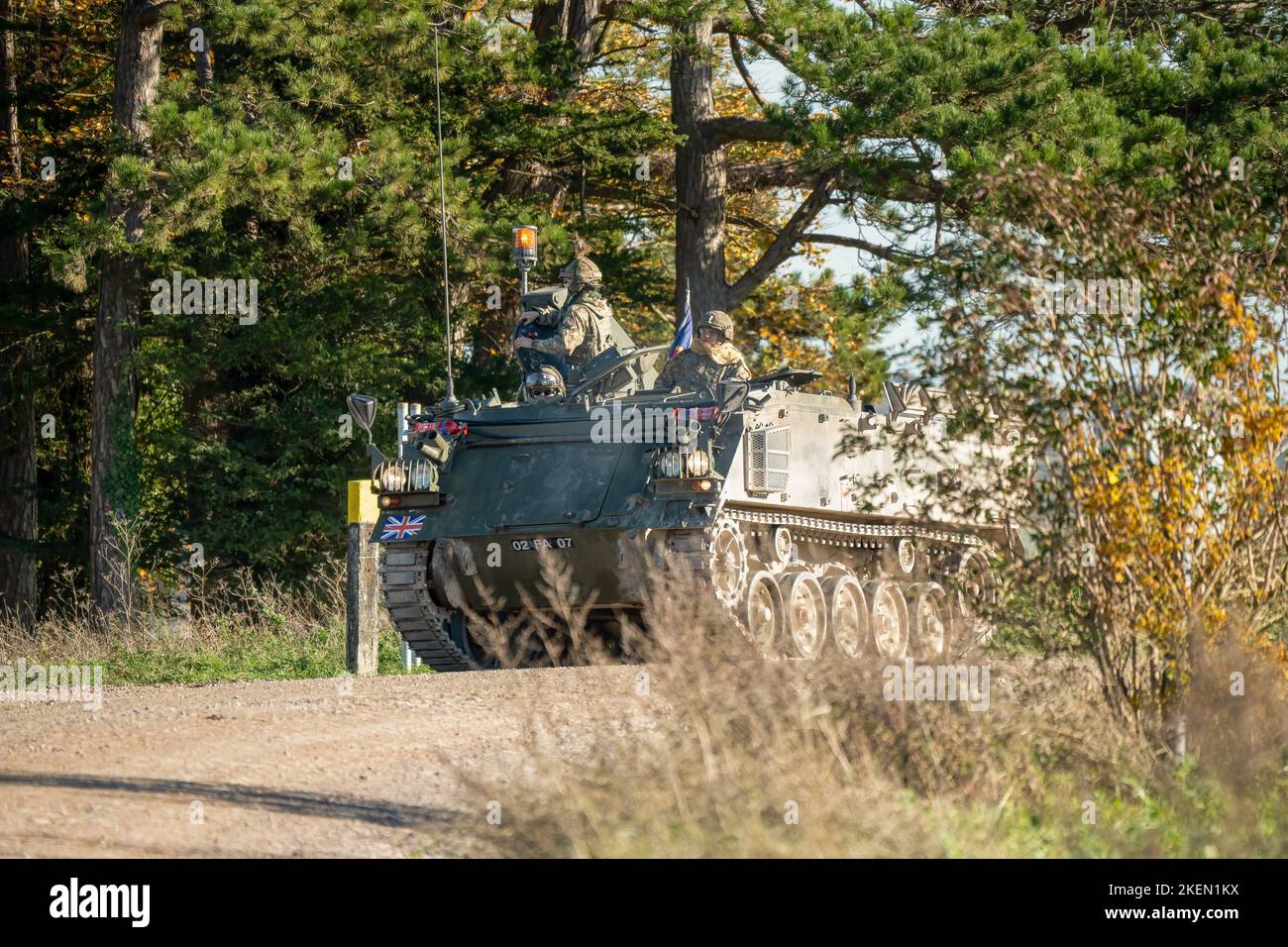 British army FV434 Bulldog recovery vehicle in action on a military ...