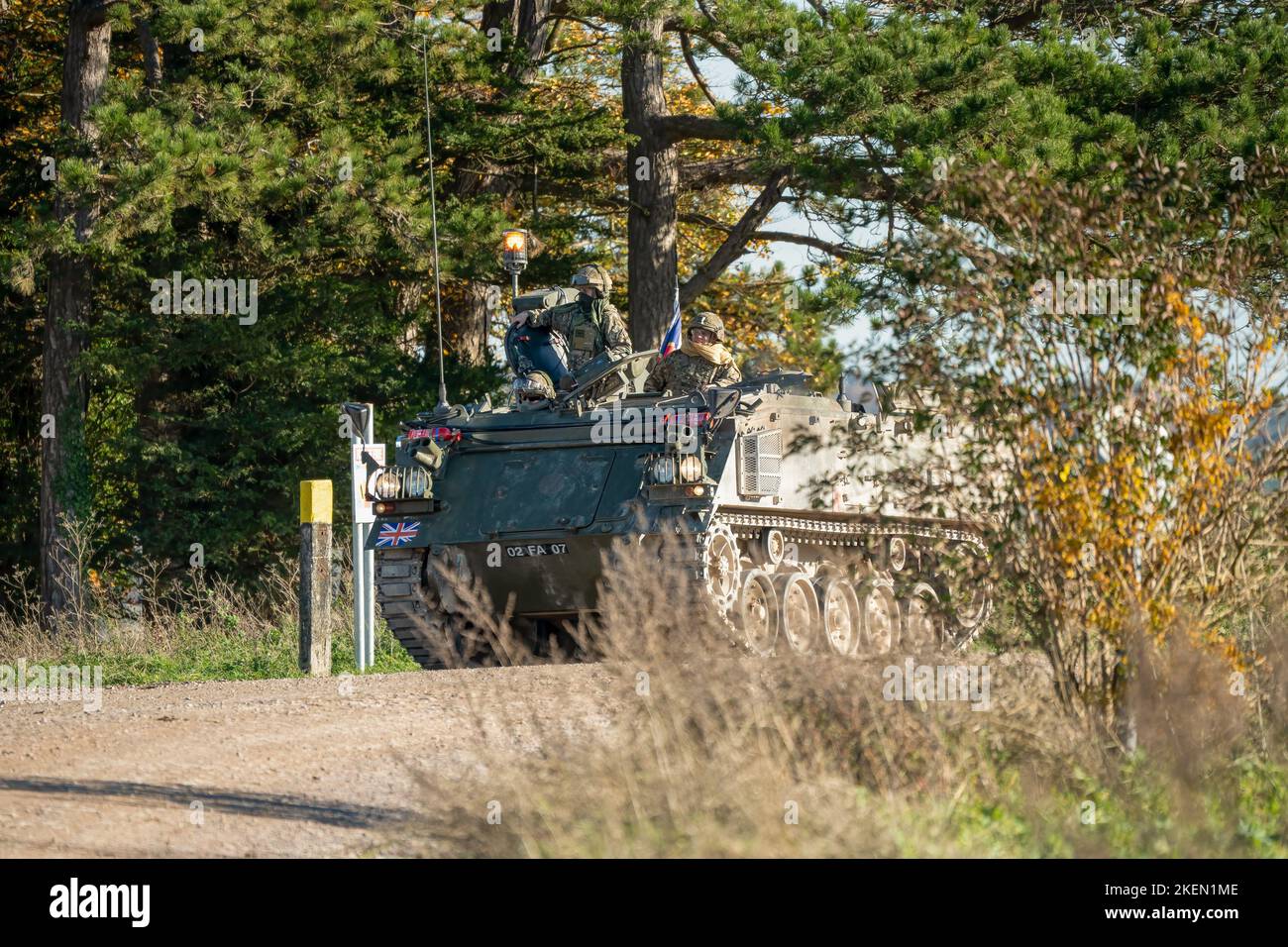 British army FV434 Bulldog recovery vehicle in action on a military ...