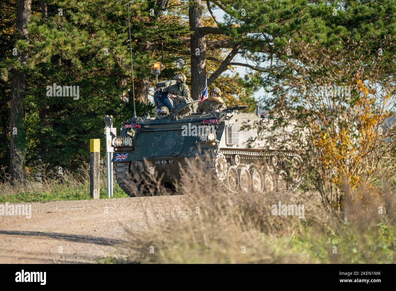 British army FV434 Bulldog recovery vehicle in action on a military ...