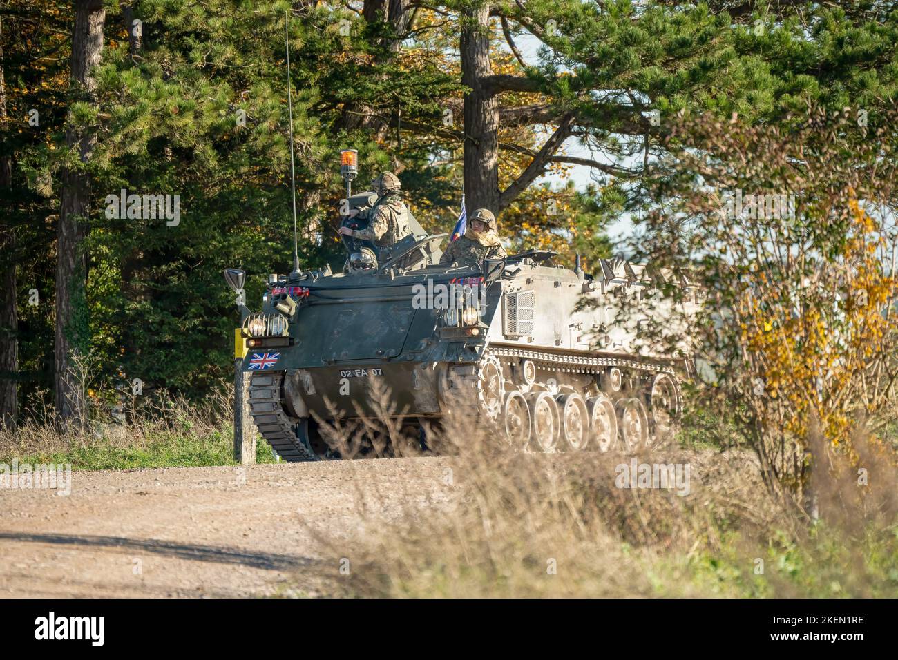 British army FV434 Bulldog recovery vehicle in action on a military ...