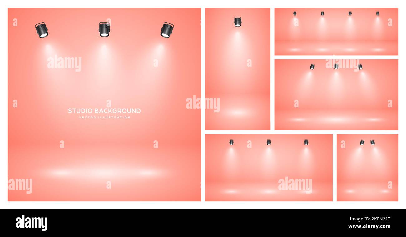Empty peach studio abstract backgrounds with spotlights. Product ...