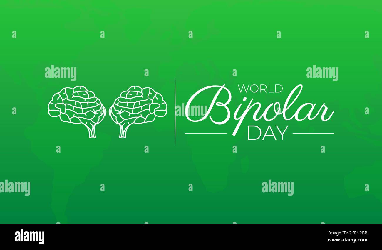 World Bipolar Day Background Illustration Banner with Brains Stock ...