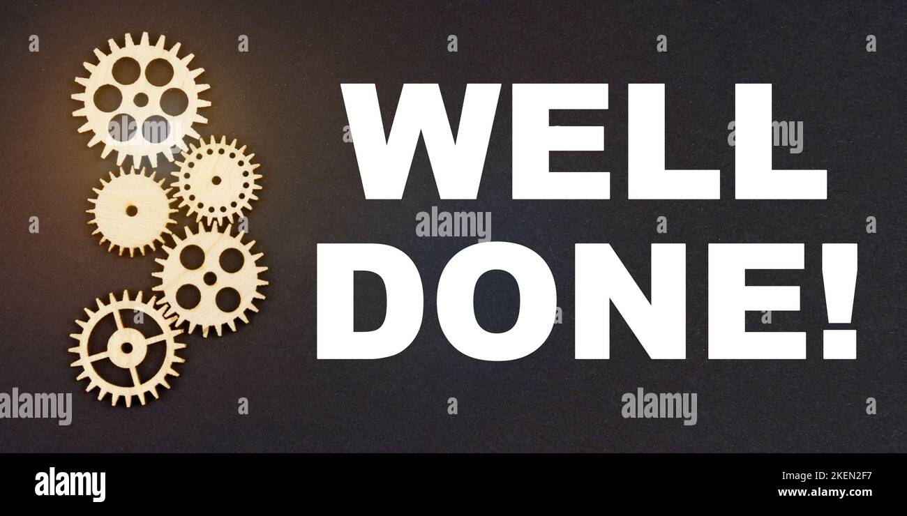 Business and industry concept. On a black background, gears and the ...