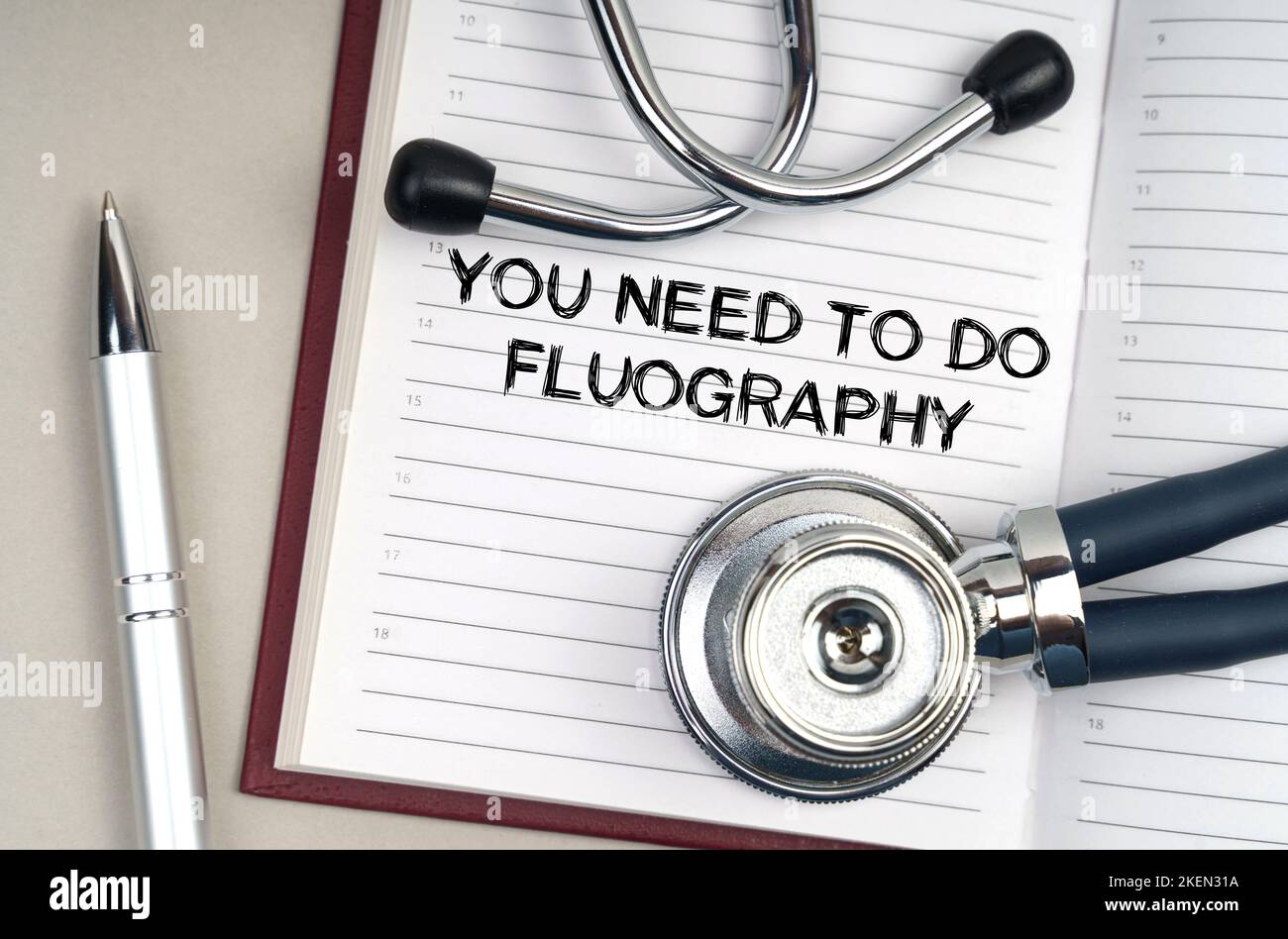 Medicine concept. On the table is a stethoscope, a pen and a notebook ...