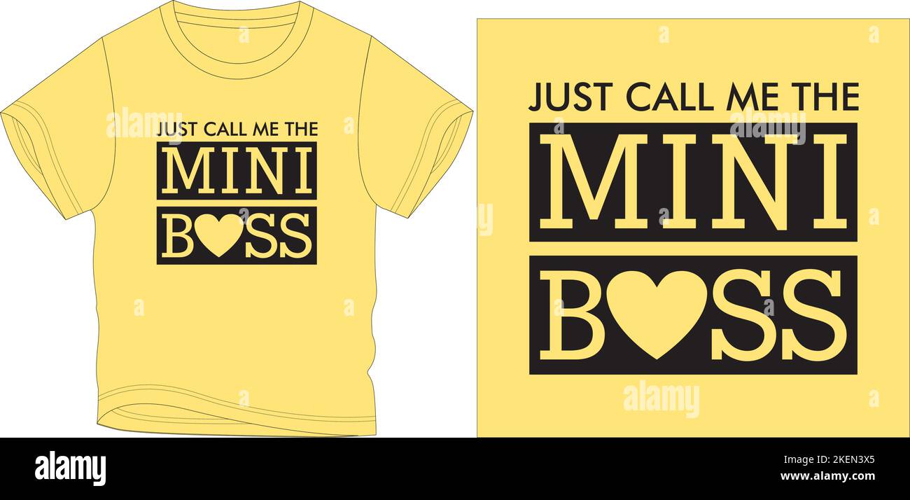 mini boss t shirt graphic design vector illustration digital file Stock ...