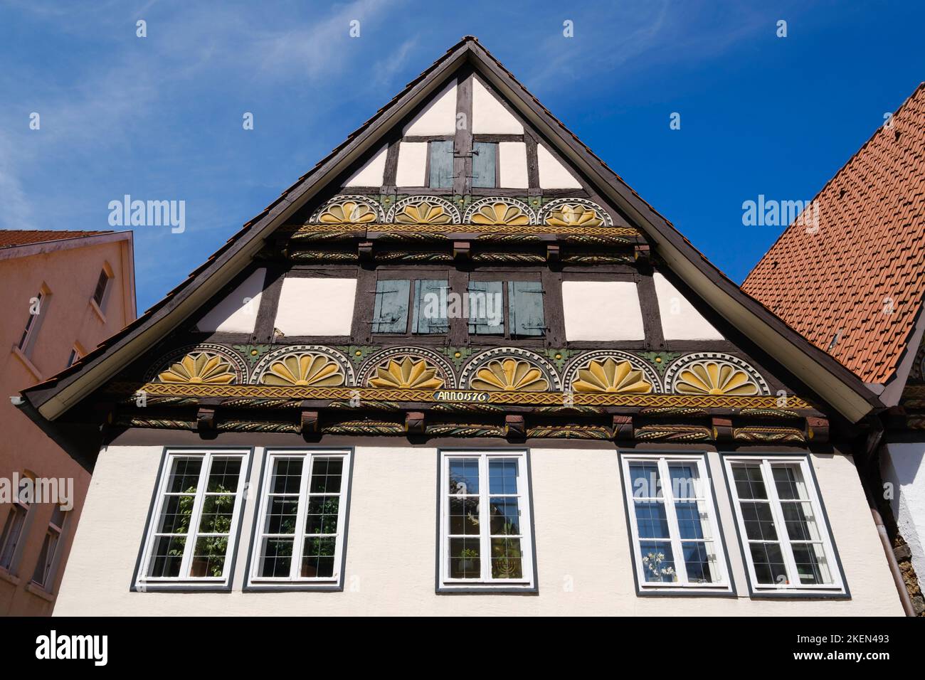 Ornate Gable Front, Town House, Lemgo, East Westphalia-Lippe, North ...