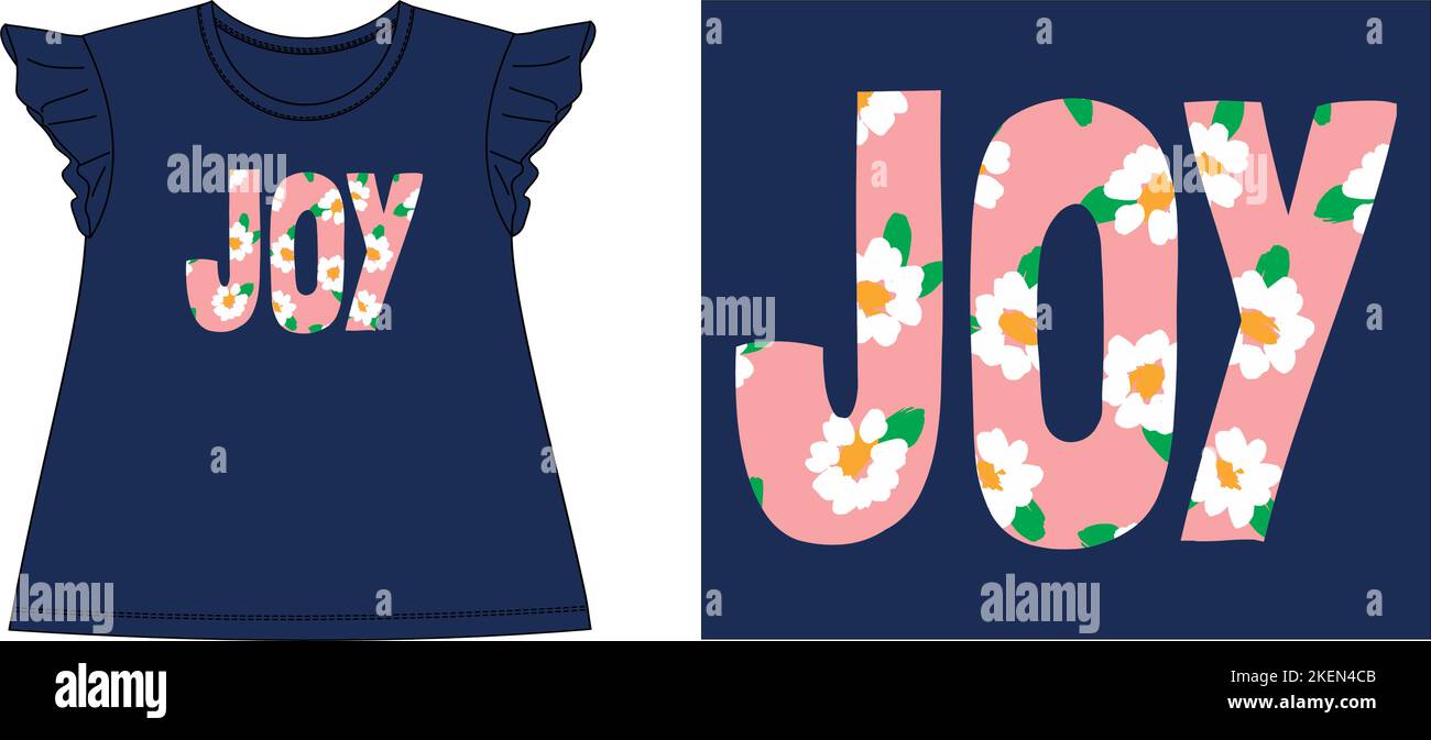 joy flowers t shirt graphic design vector illustration digital file ...