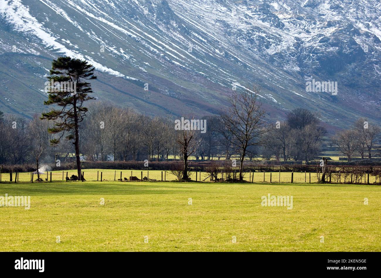 Great Langdale valley floor in winter Lake District National Park ...