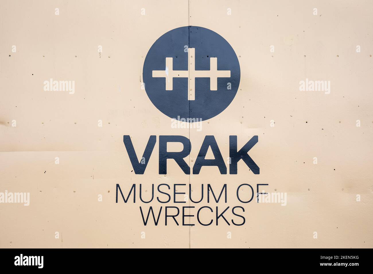 Vrak, Museum of Wrecks, sign in Djugården district of Stockholm, Sweden Stock Photo - Alamy