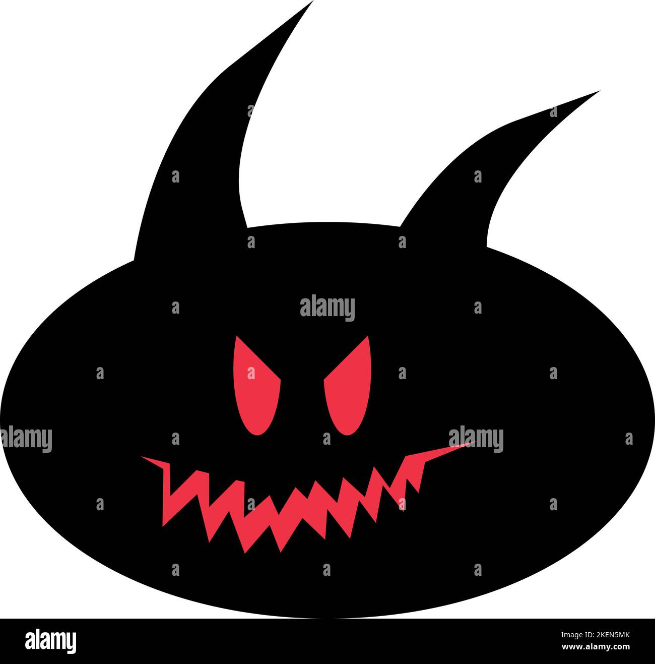 A black round monster-like creature icon with horns isolated on an ...