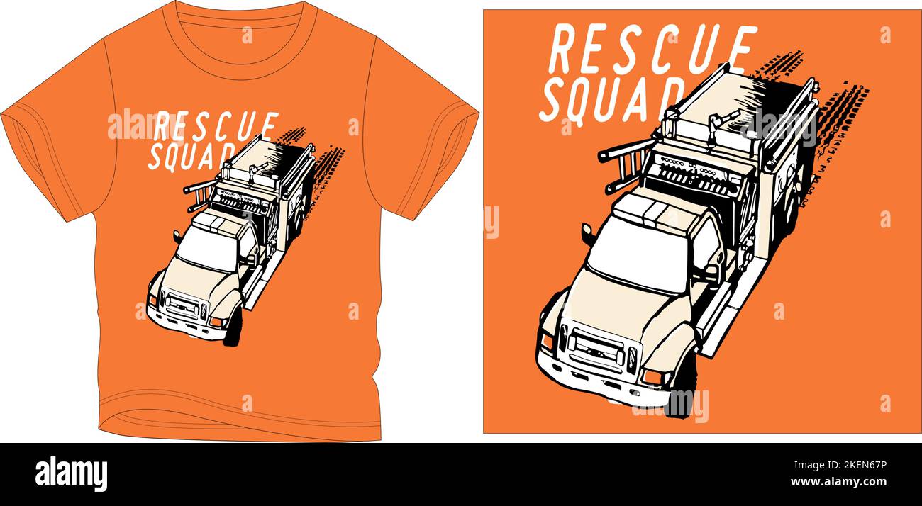 rescue squad truck t shirt graphic design vector illustration digital ...