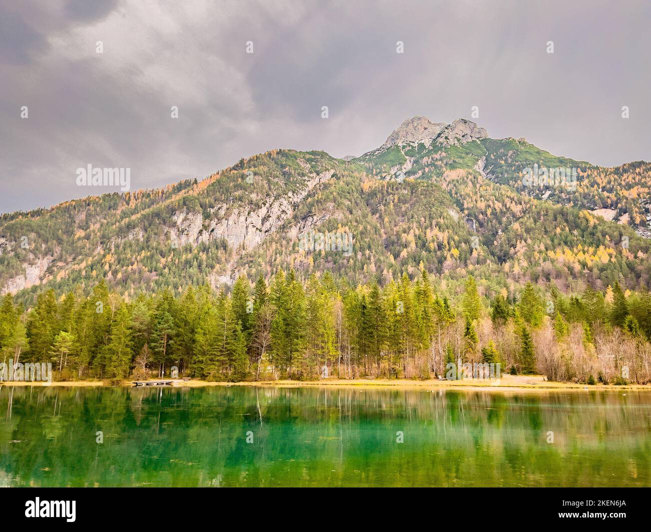 Nature mountain scene with beautiful lake reflections and clouds Stock ...