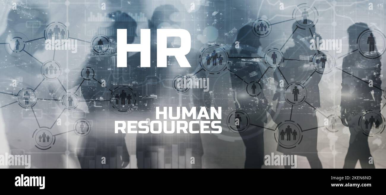 HR - Human resources management and recruitment concept. Double ...