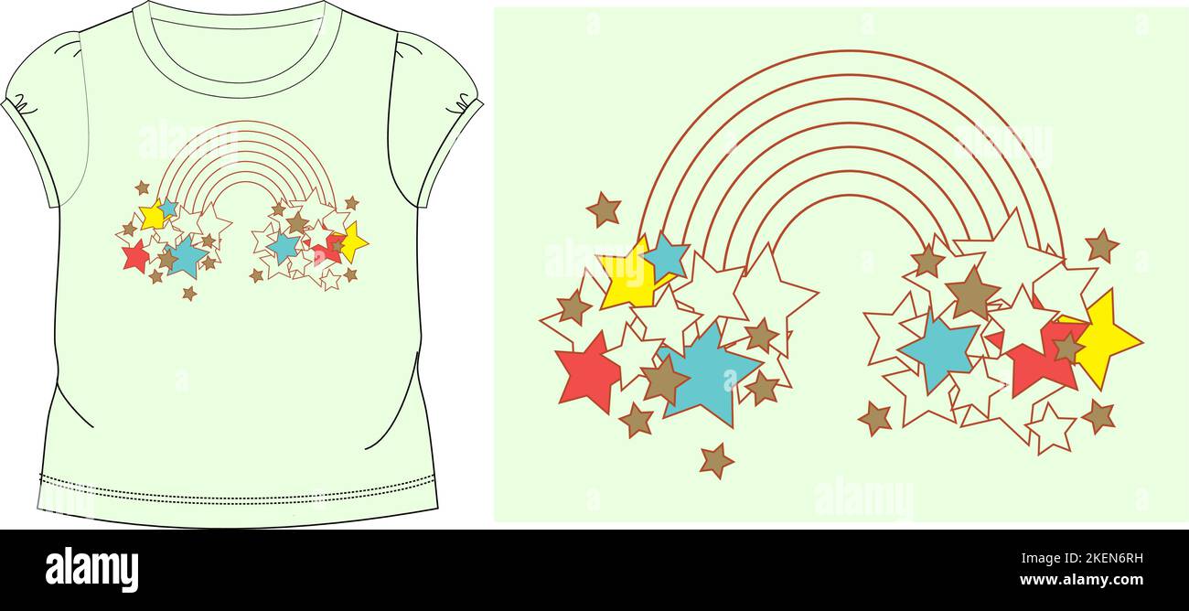 rainbow stars t shirt graphic design vector illustration digital file ...