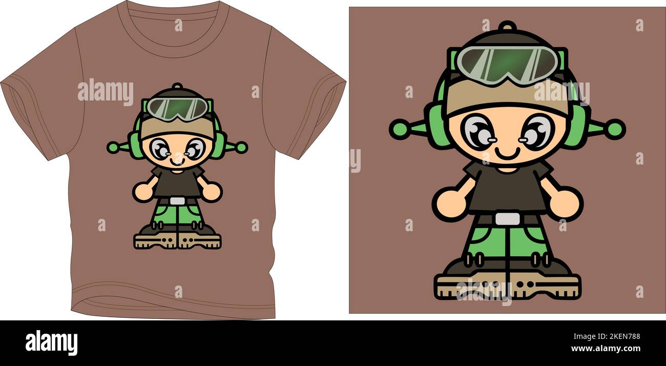 robot kid t shirt graphic design vector illustration digital file ...