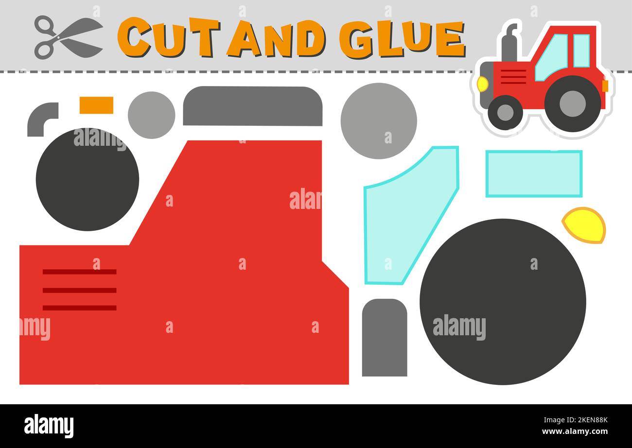 Cut and glue . Vector illustration of school bus. Paper game for ...