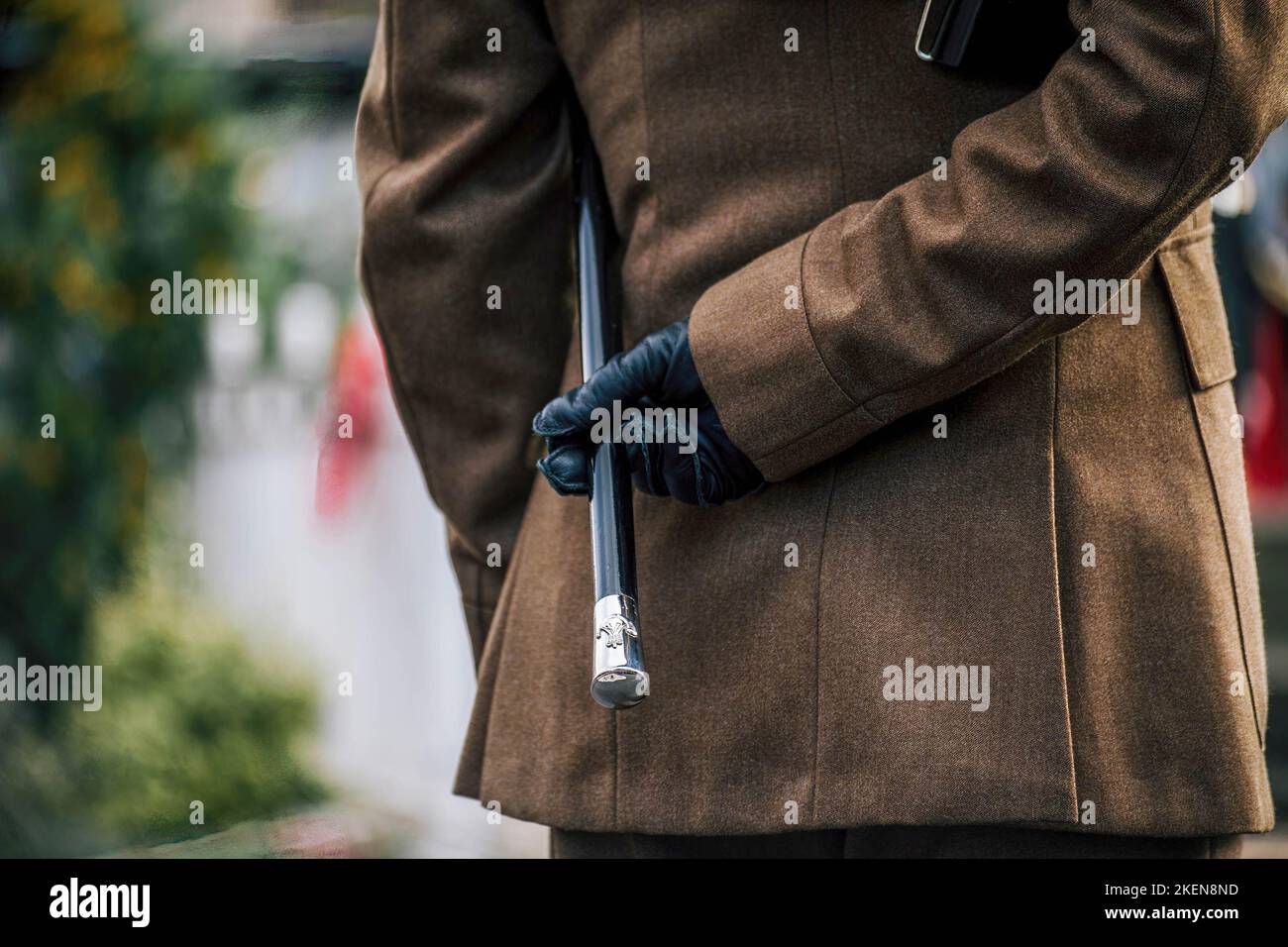 An army officer holds a cane. Hereford marks Remembrance Sunday on the ...