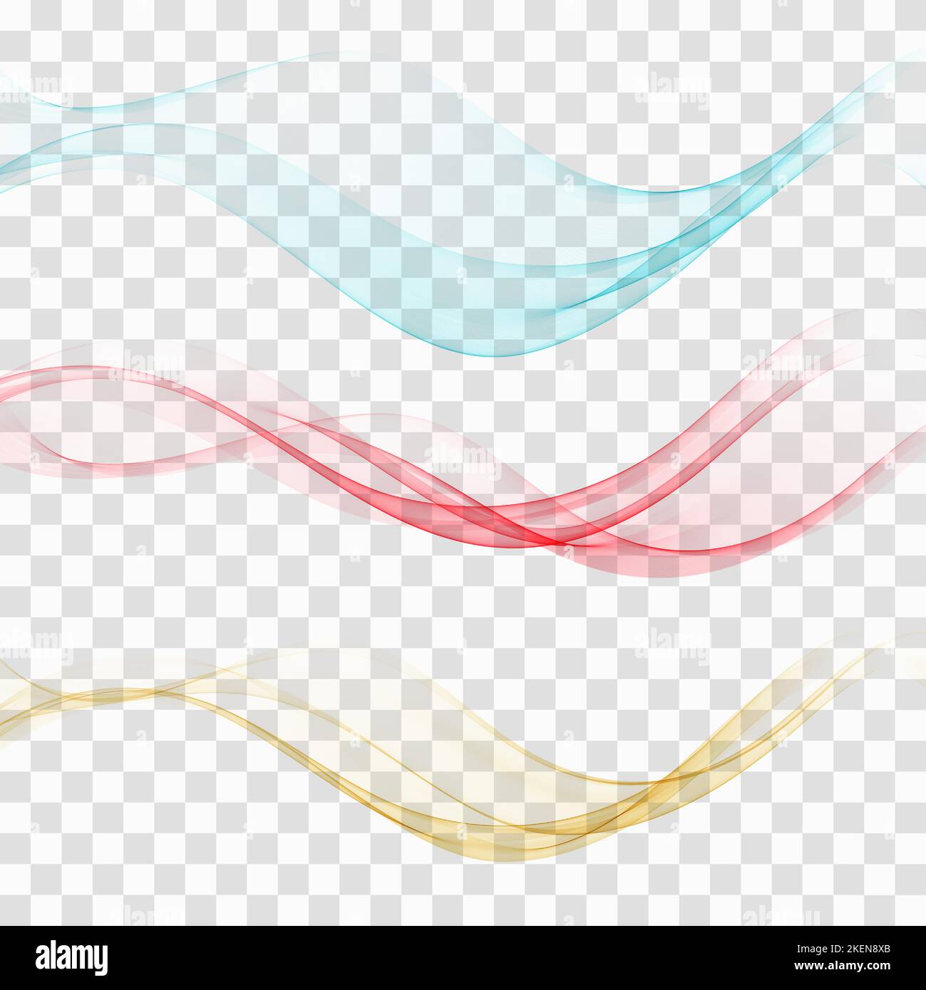 Set of colored smoky waves. Abstract wavy backgrounds. Transparent wave ...