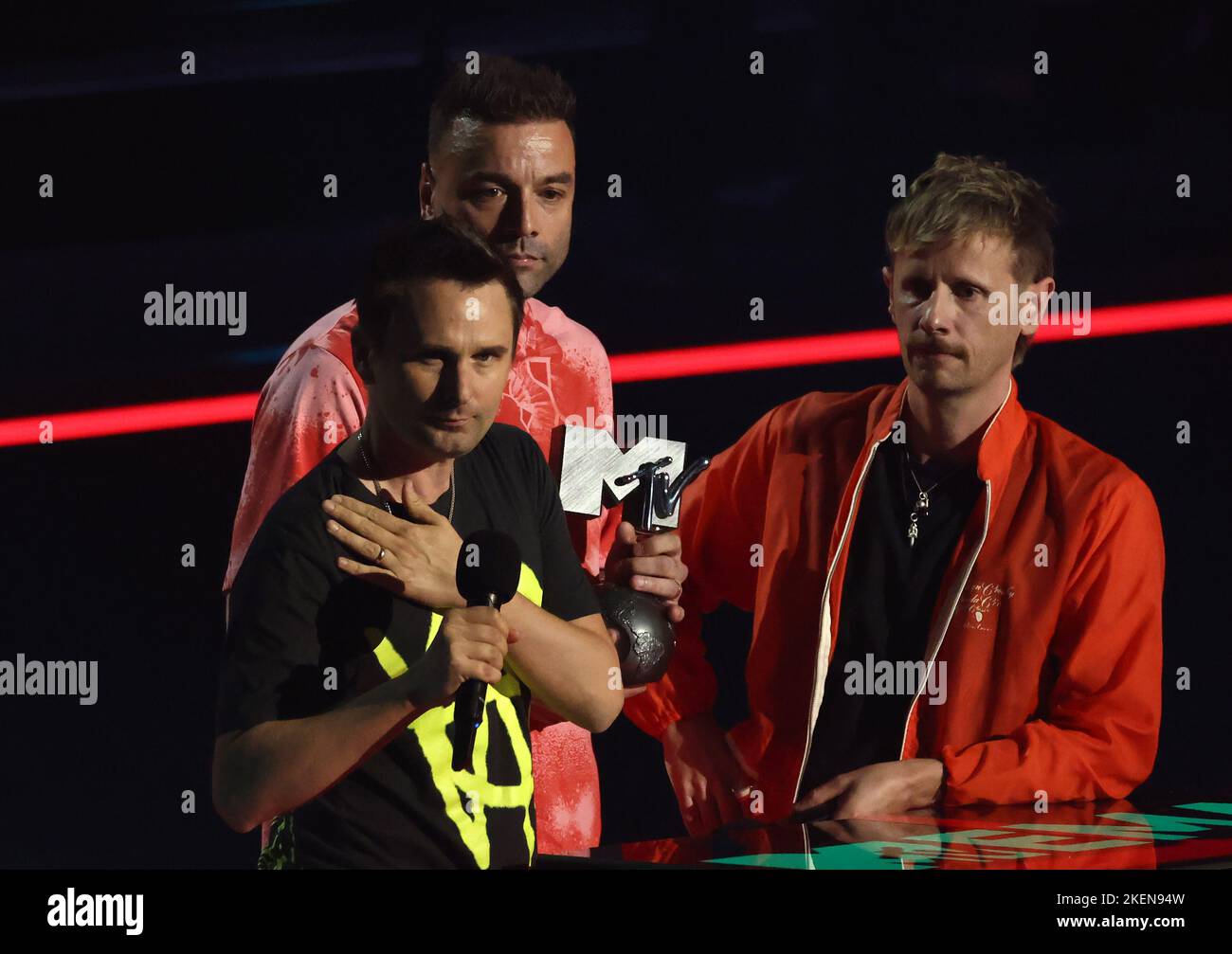 Duesseldorf, Germany. 13th Nov, 2022. The singers of Muse are happy ...