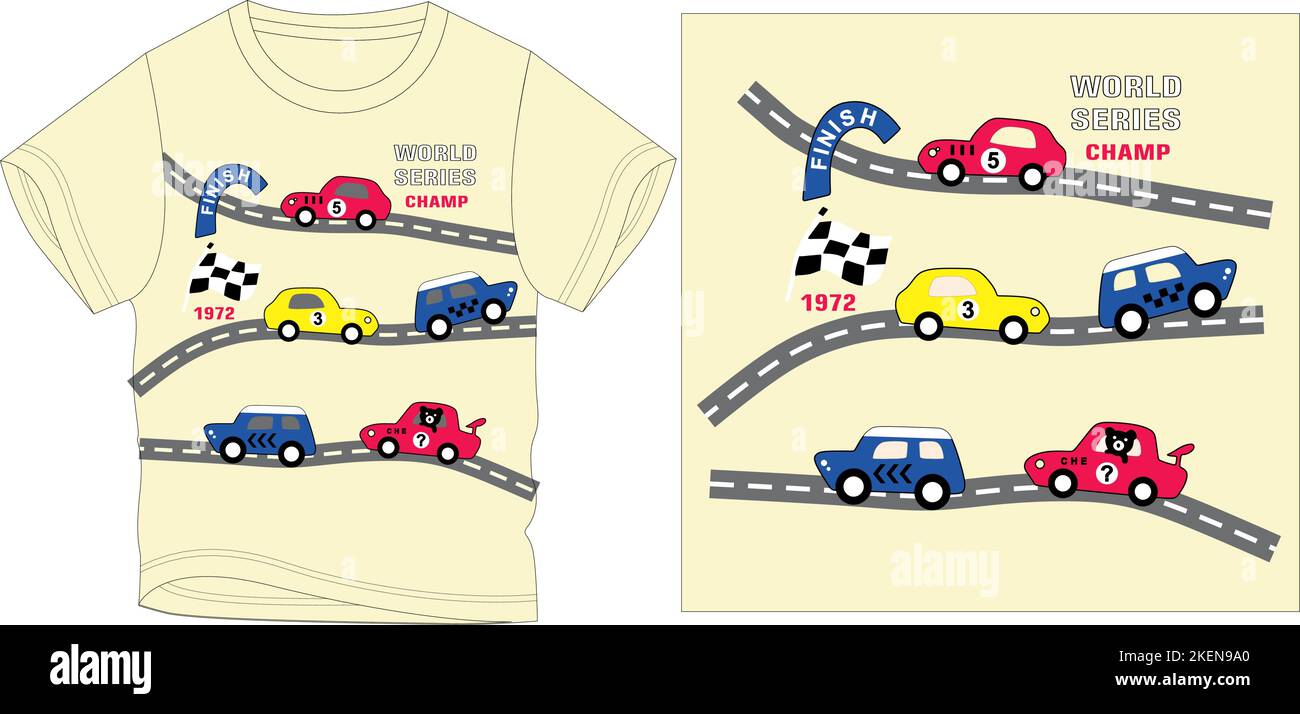 car on track t shirt graphic design vector illustration digital file ...