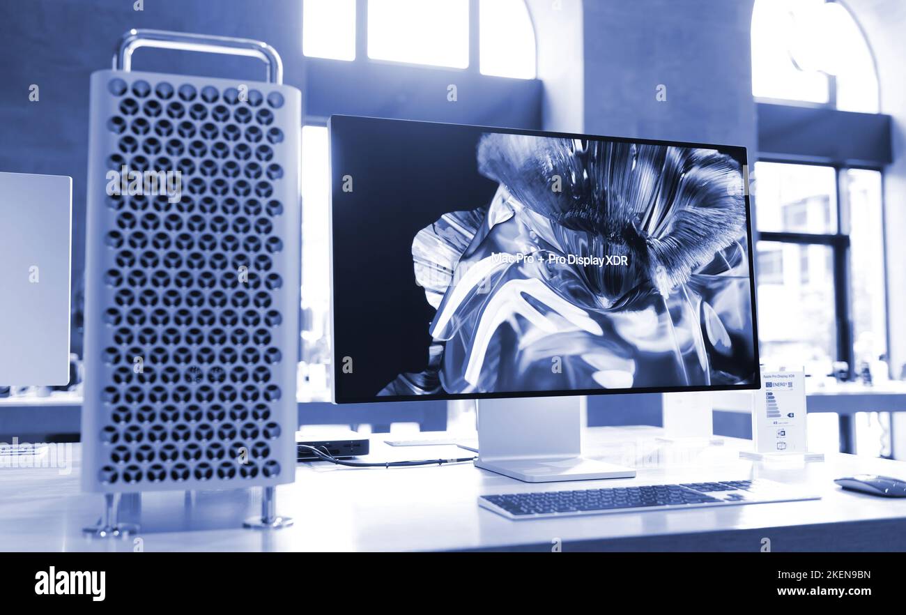 Paris, France - Oct 28, 2022: new Apple Computers Mac Pro workstation ...