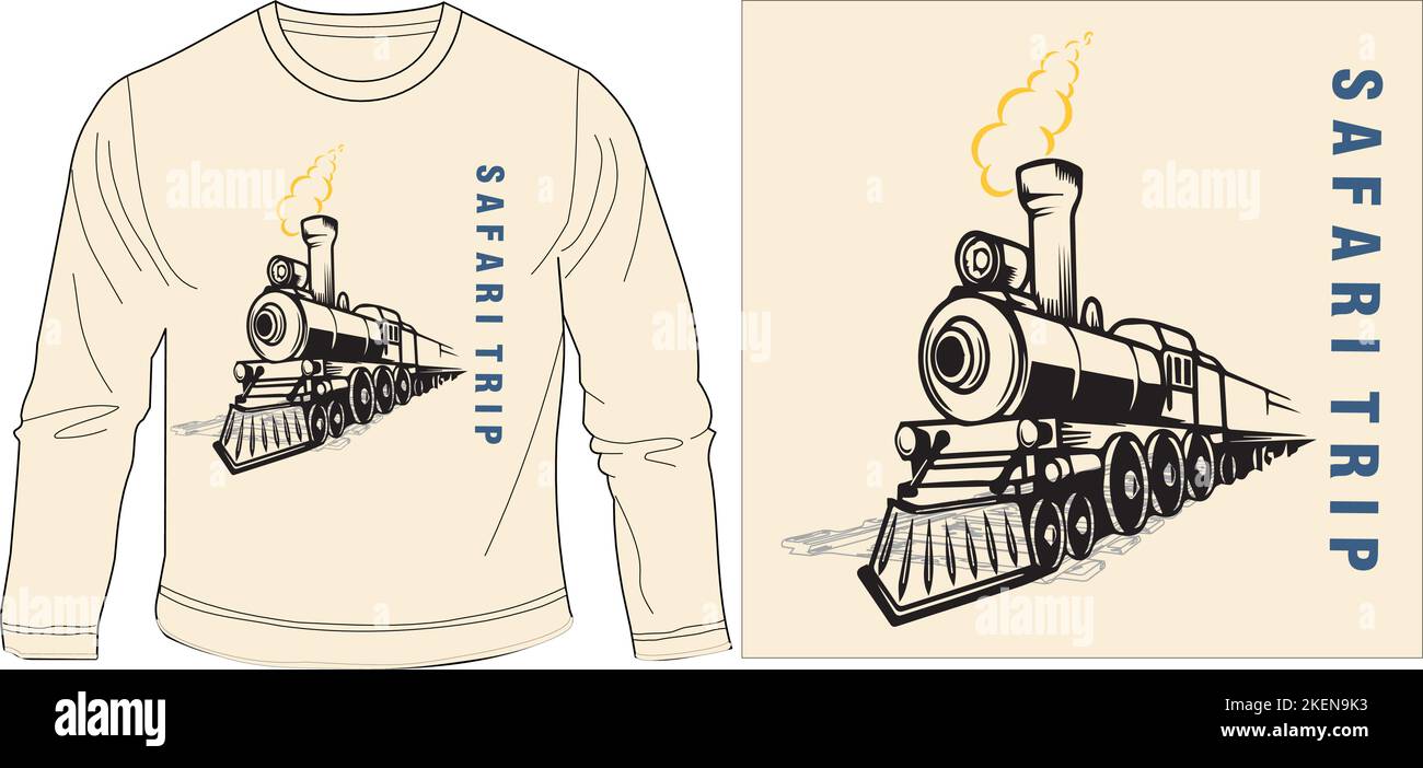 safari trip train t shirt graphic design vector illustration digital ...