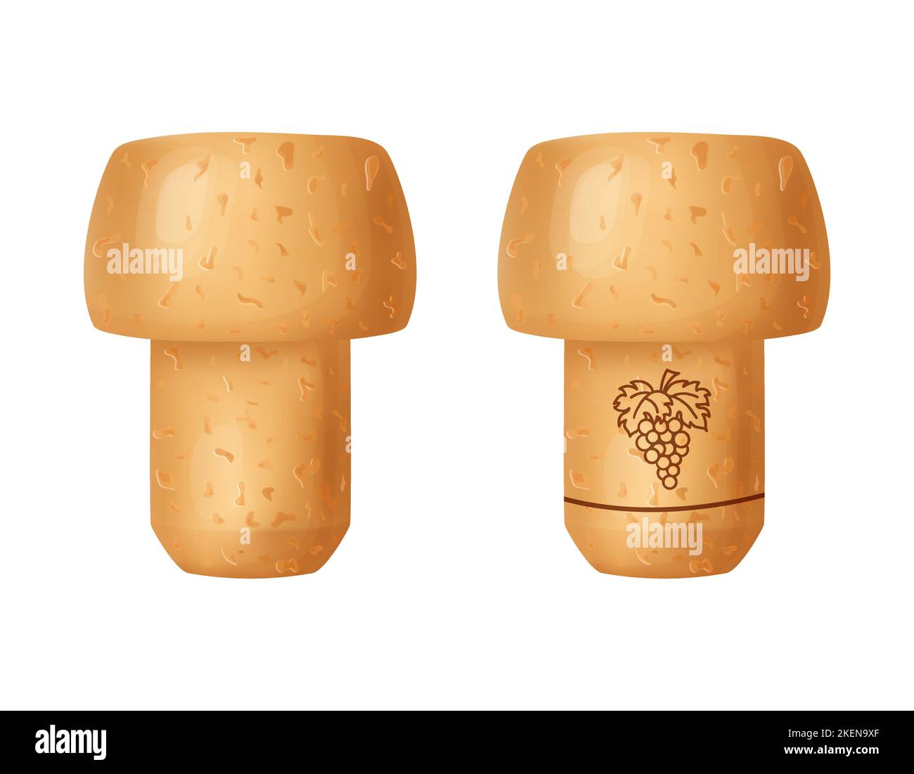 Cork stopper wooden taps. Wine bung in cartoon. Corkwood plug with ...