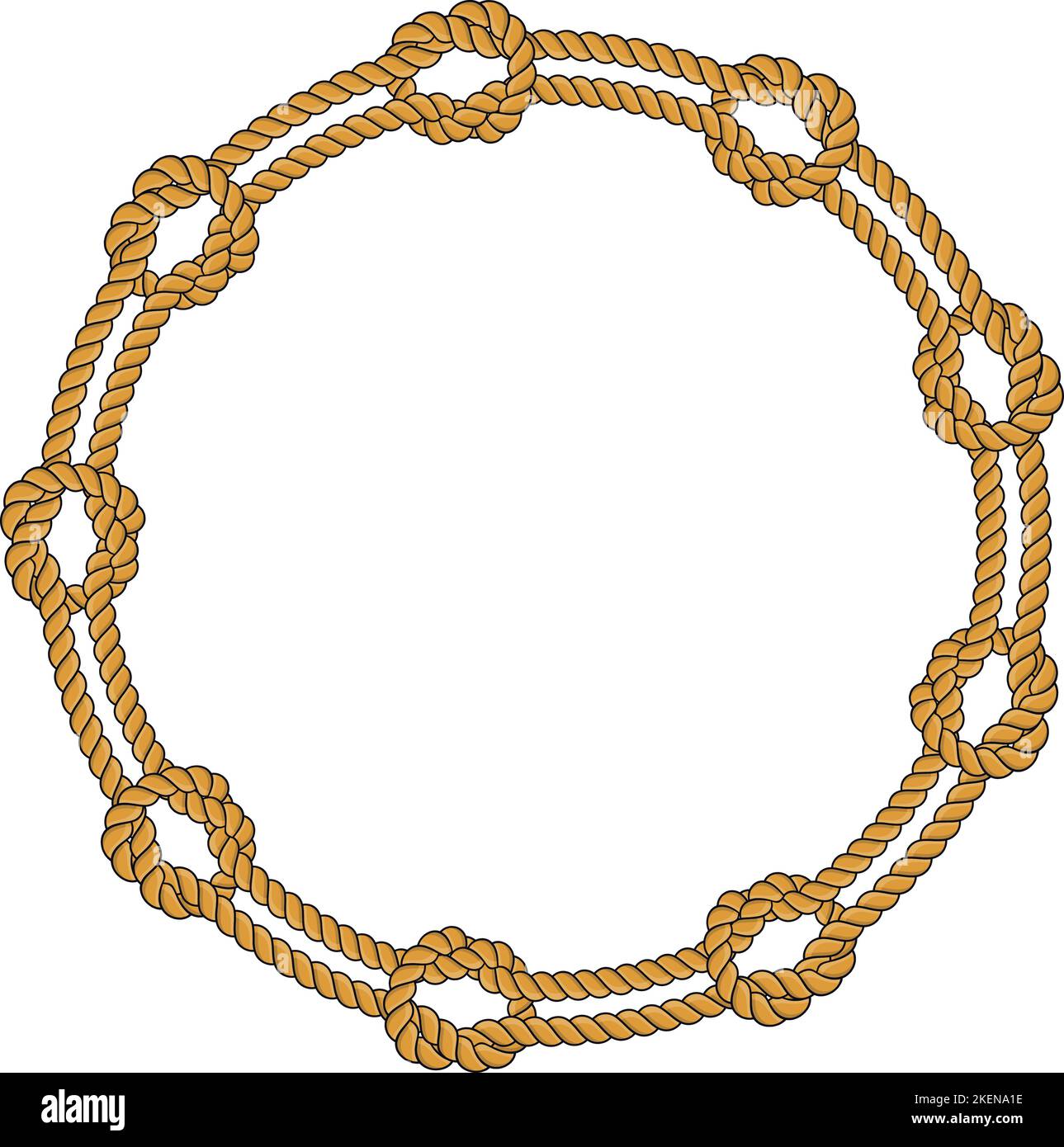 Round rope frame isolated on white background. Twisted cord Stock ...