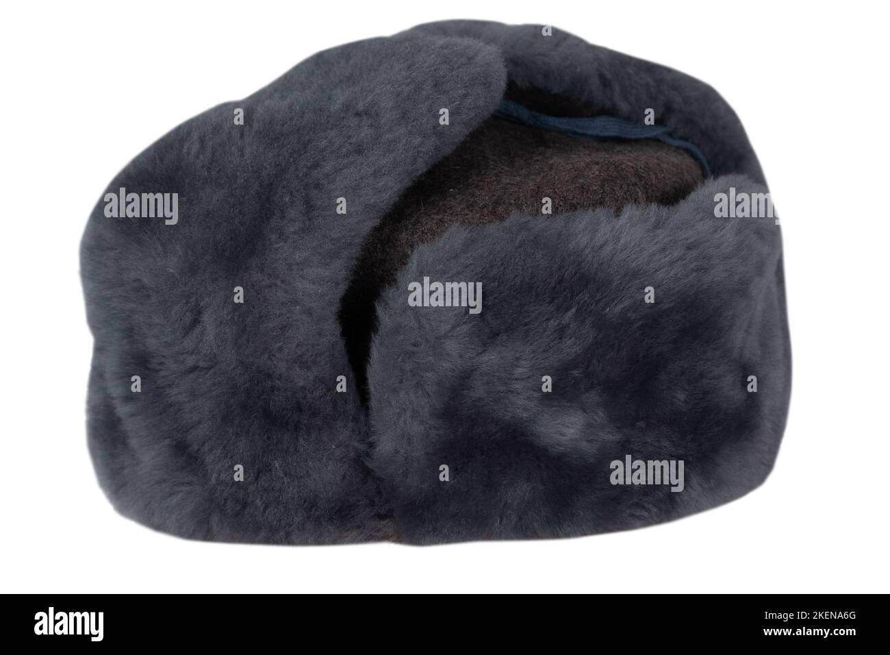 Military-style ushanka of the Soviet Army. Isolated on white background ...