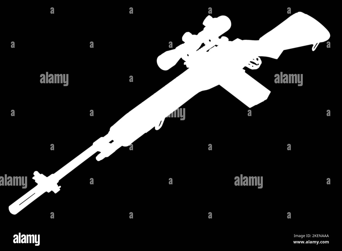 M14 based sniper rifle white silhouette on black background Stock Photo ...