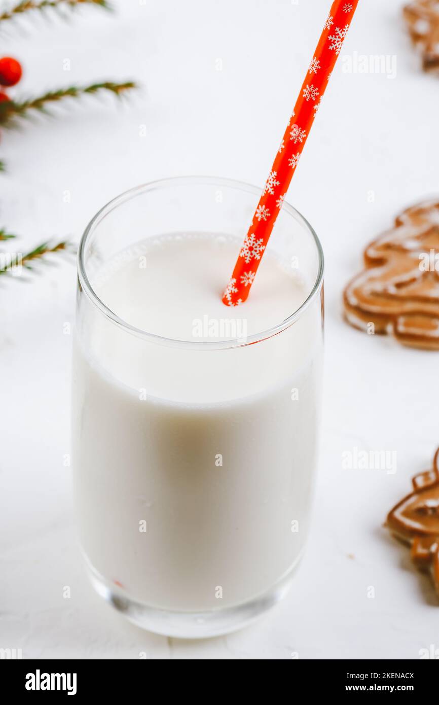 Milk and Christmas cookies for Santa. Christmas background. gingerbread ...