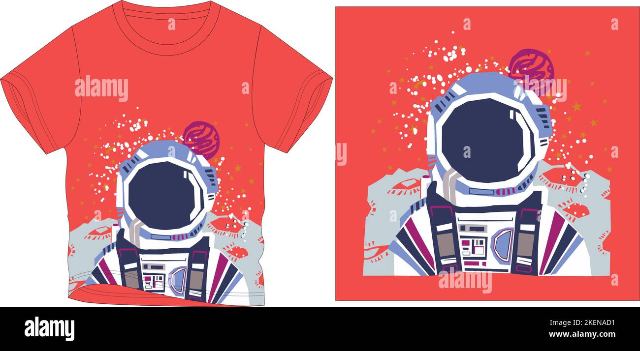 spaceman on moon t shirt graphic design vector illustration digital ...