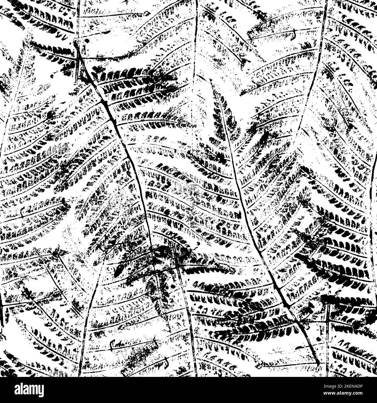 Botanical abstract background with fern leaves. Leaf ink prints ...