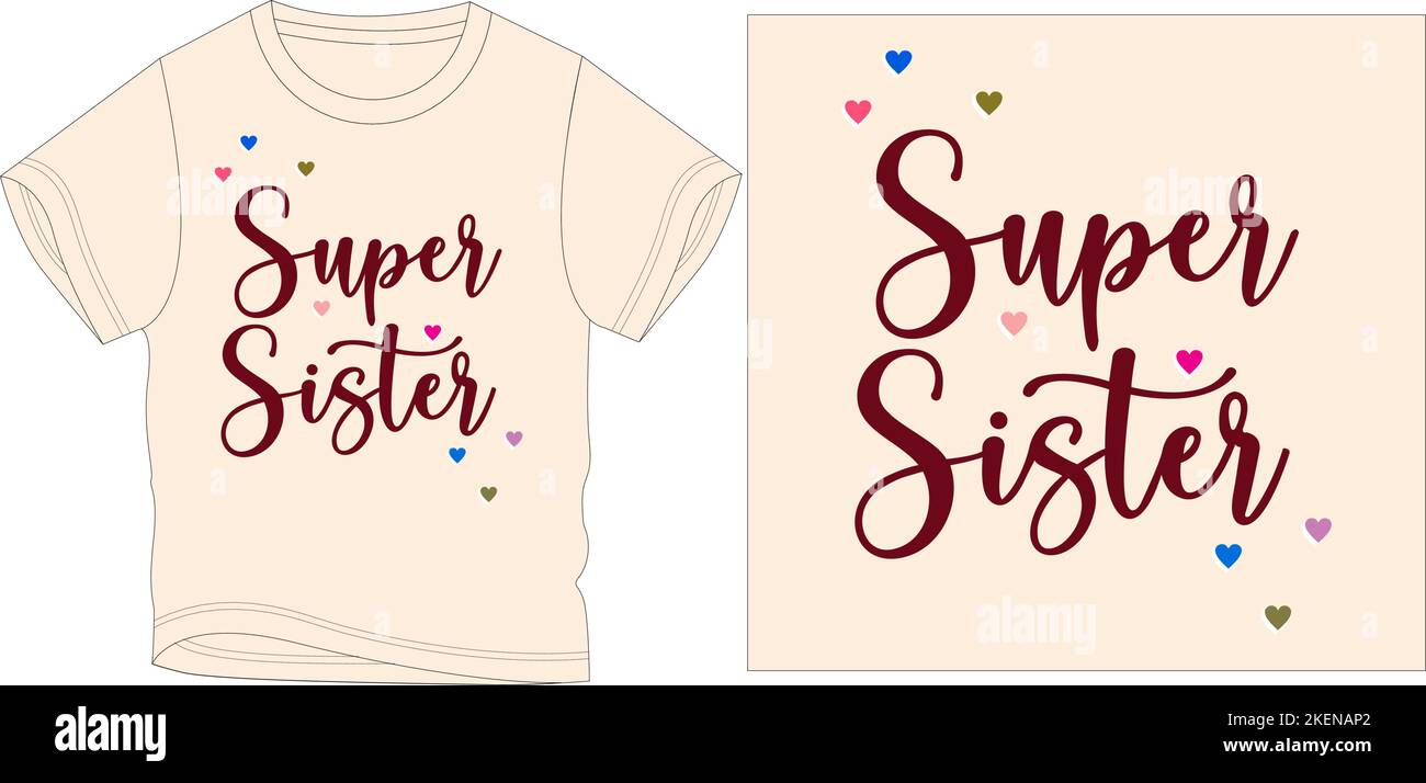 super sister t shirt graphic design vector illustration digital file ...