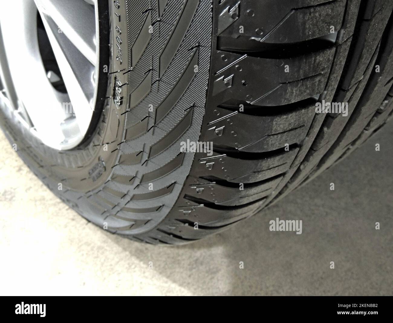 Car tire rubber parts after protection treatment close up Stock Photo ...