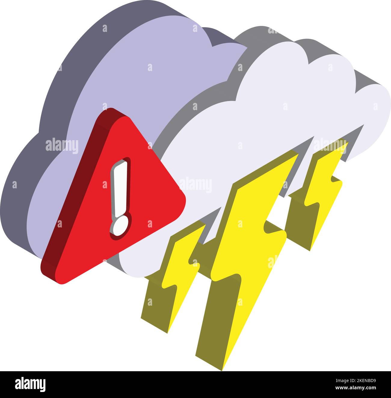 lightning warning sign illustration in 3D isometric style isolated on ...