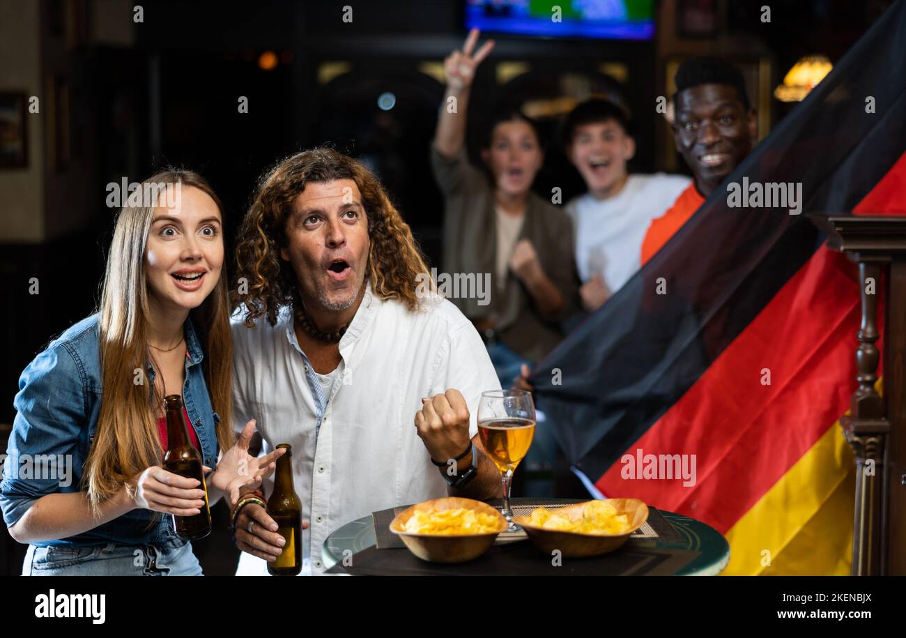 Germany football team fans spending time in bar Stock Photo - Alamy