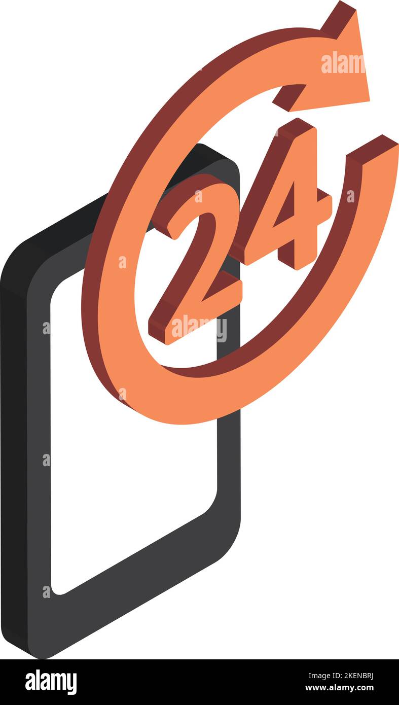 24 hour call illustration in 3D isometric style isolated on background ...