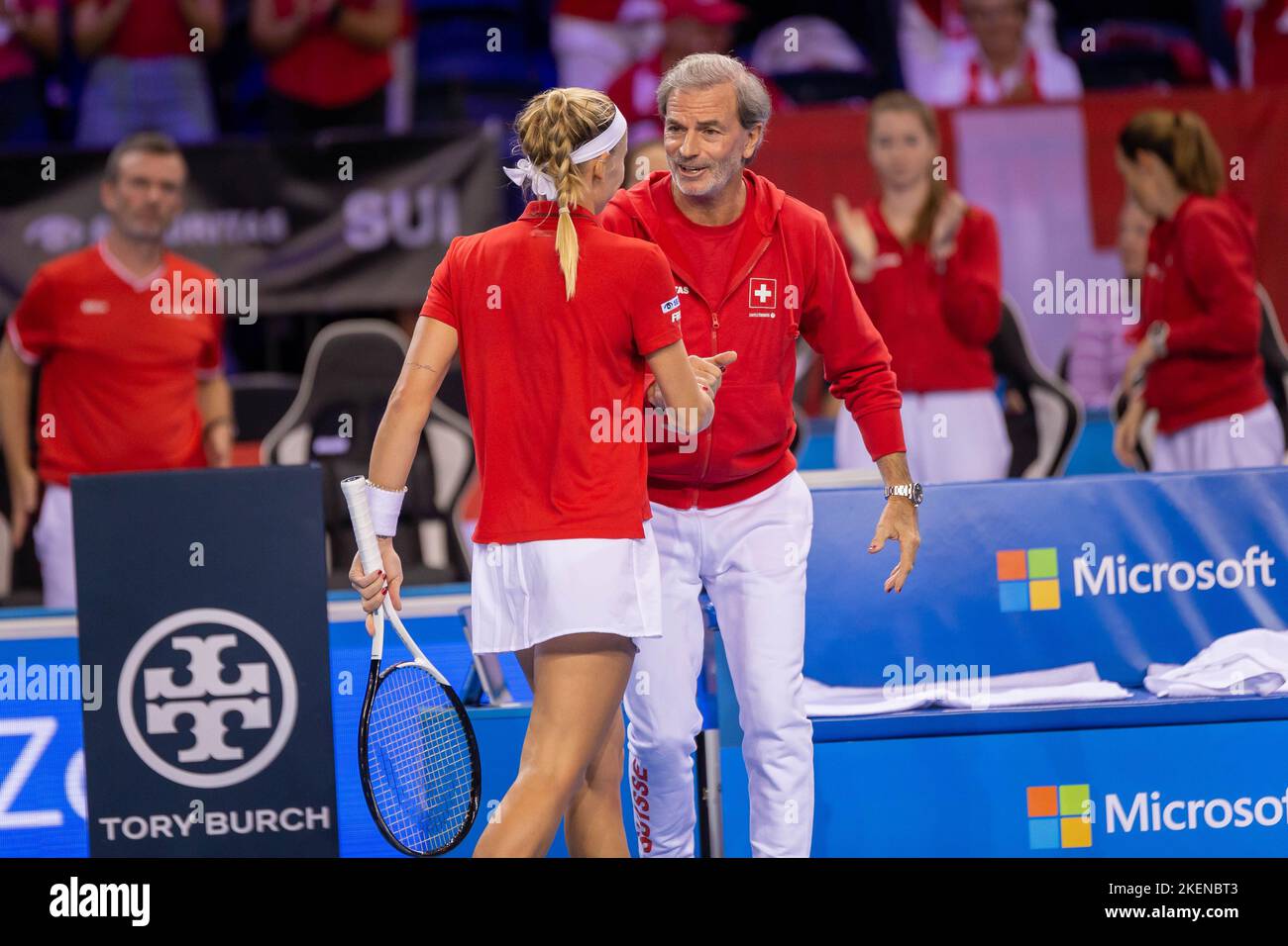 Glasgow, Scotland 13th November 2022. Storm Sanders of Australia takes on Jil Teichmann ...