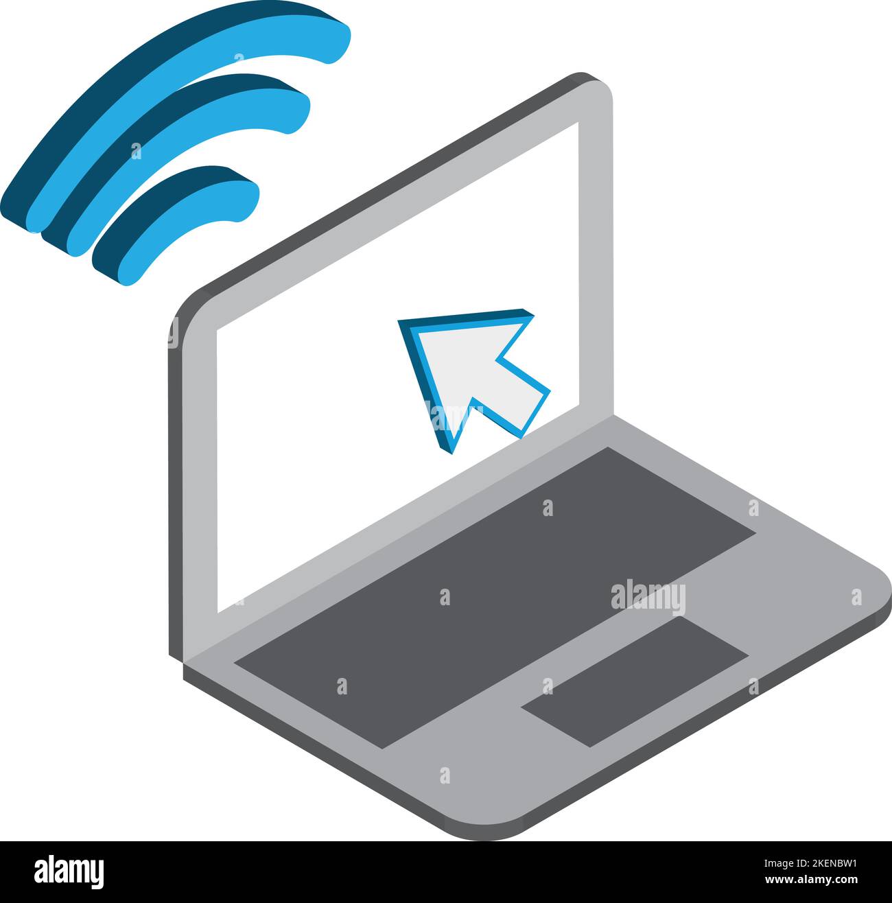 laptop and wifi illustration in 3D isometric style isolated on ...