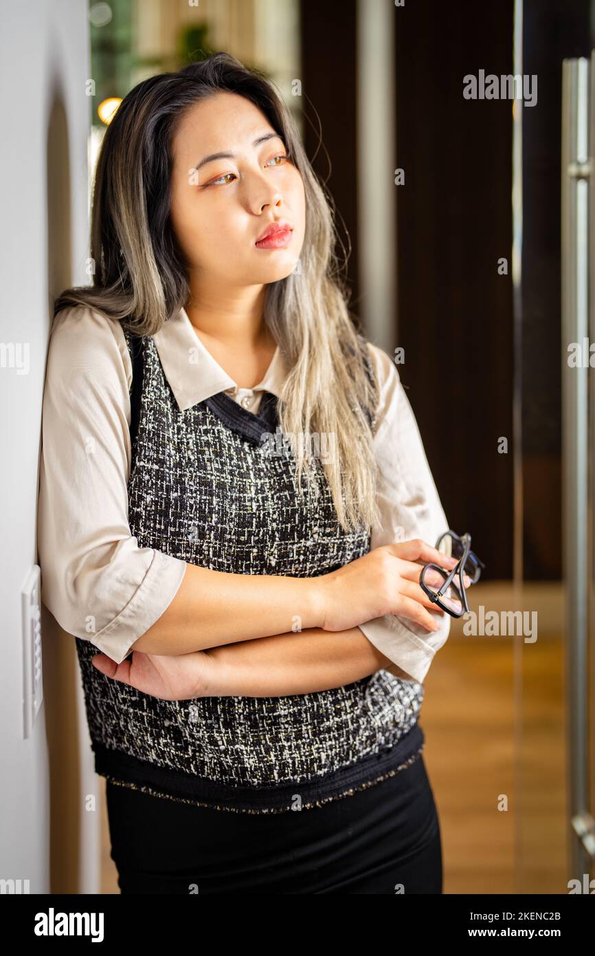 Young Female Data Scientist Waiting at the Door to a Conference Room ...