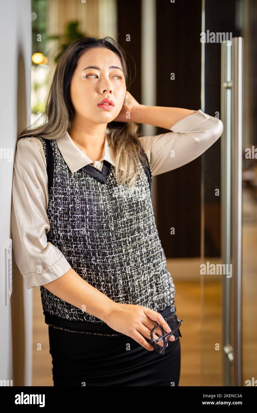 Young Female Data Scientist Waiting at the Door to a Conference Room ...