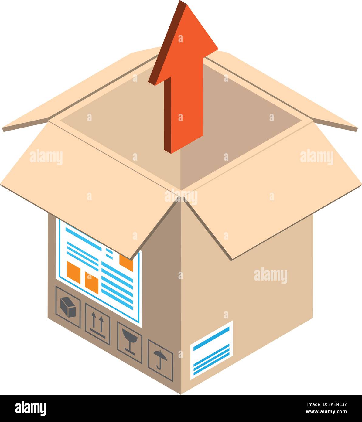 open mailbox and up arrow illustration in 3D isometric style isolated ...