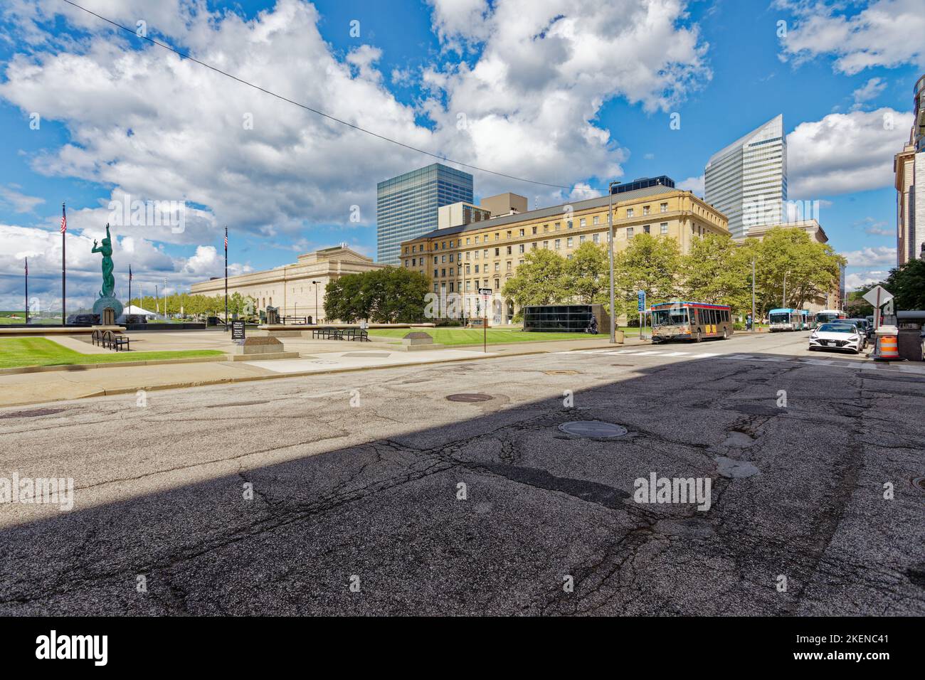 Mall A (l to r): Fountain of Eternal Life, Cleveland Public Auditorium ...