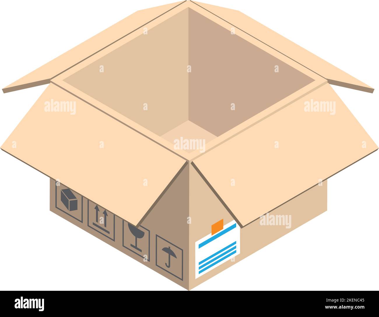 open parcel box illustration in 3D isometric style isolated on ...