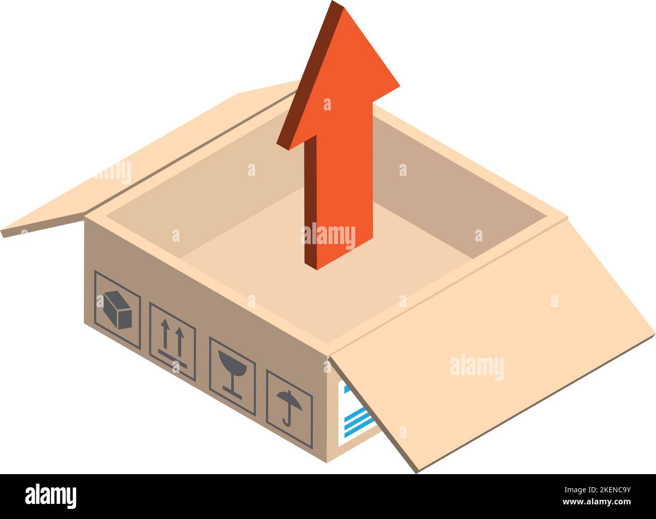 open mailbox and up arrow illustration in 3D isometric style isolated ...