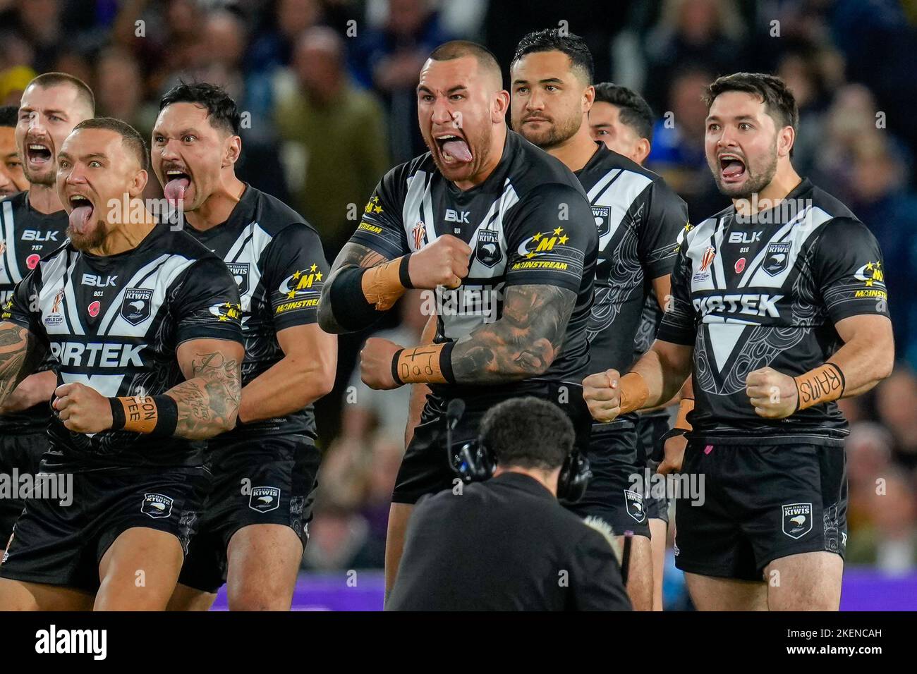 Leeds, UK. 03rd Nov, 2022. The New Zealand team perform the Haka ahead ...