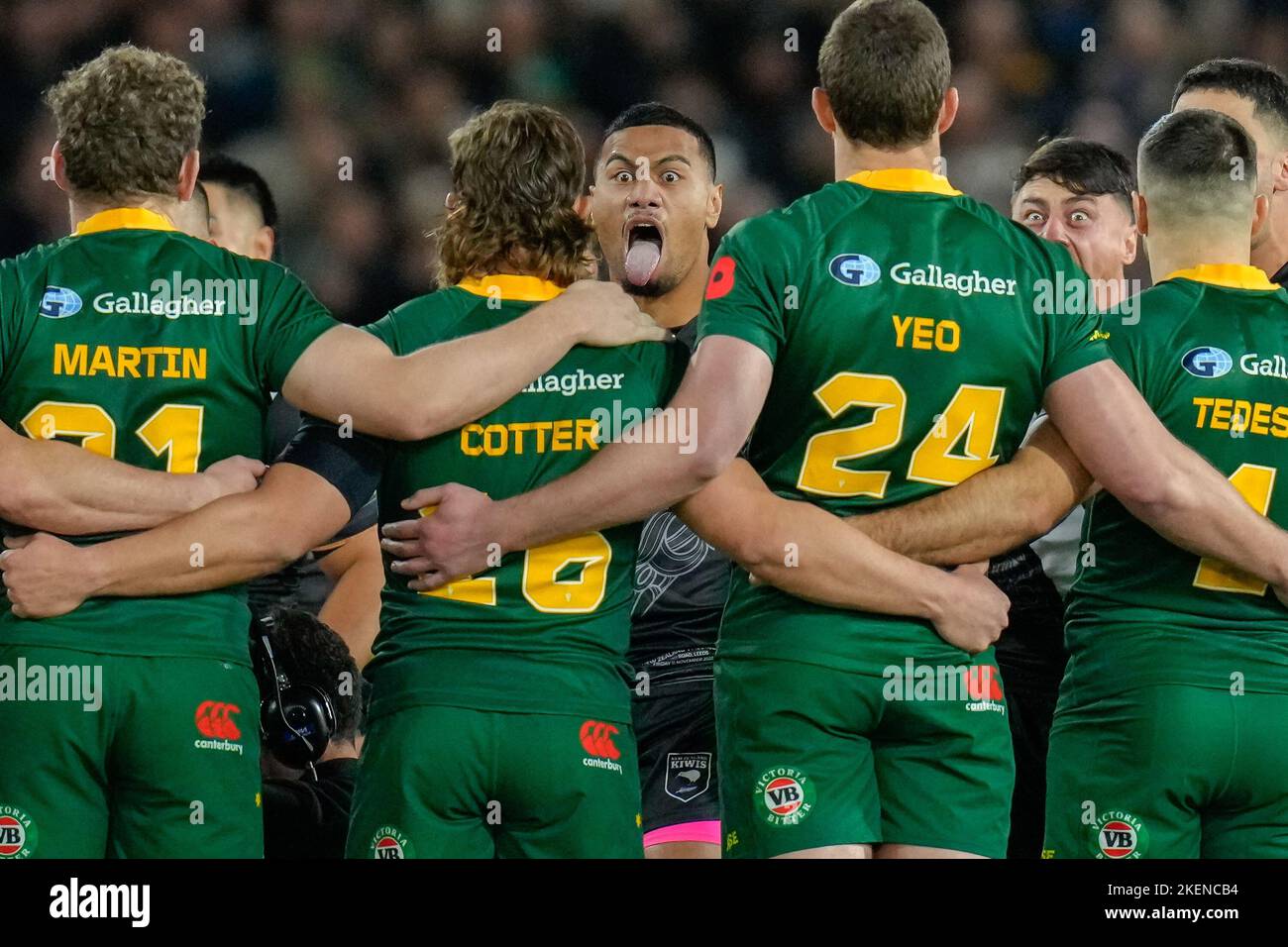 Leeds, UK. 03rd Nov, 2022. The New Zealand team perform the Haka ahead ...