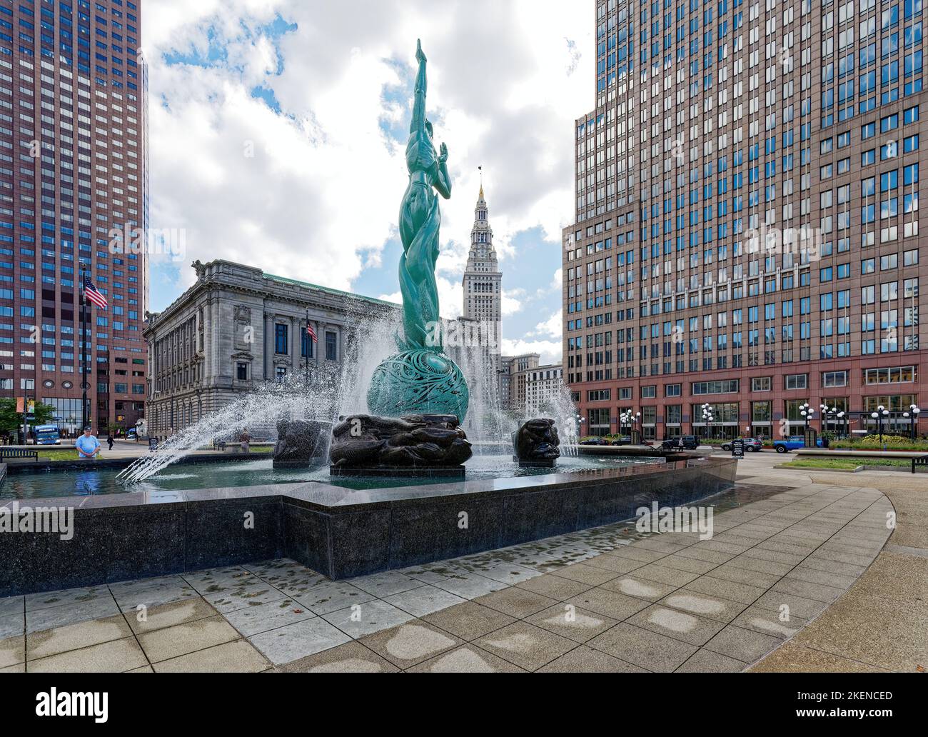 Fountain of Eternal Life in Cleveland Mall A. In background (l to r ...
