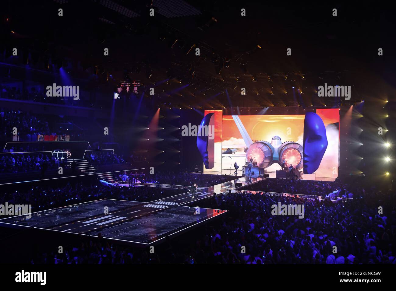 Duesseldorf, Germany. 13th Nov, 2022. The band OneRepublic performs at ...